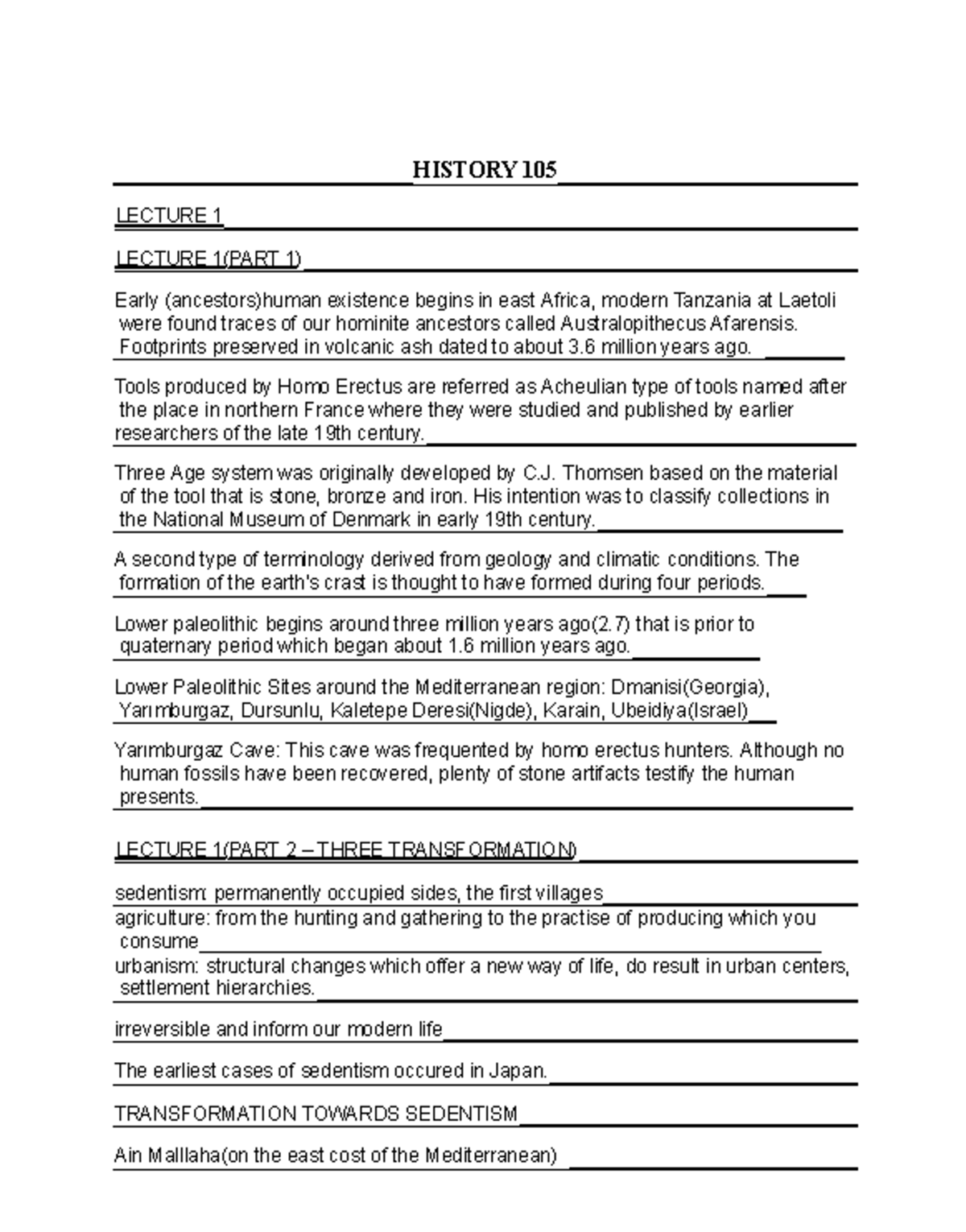 HIST 105.17(lectures) - Kaan Öztoprak-1 - HISTORY 105 LECTURE 1 LECTURE ...