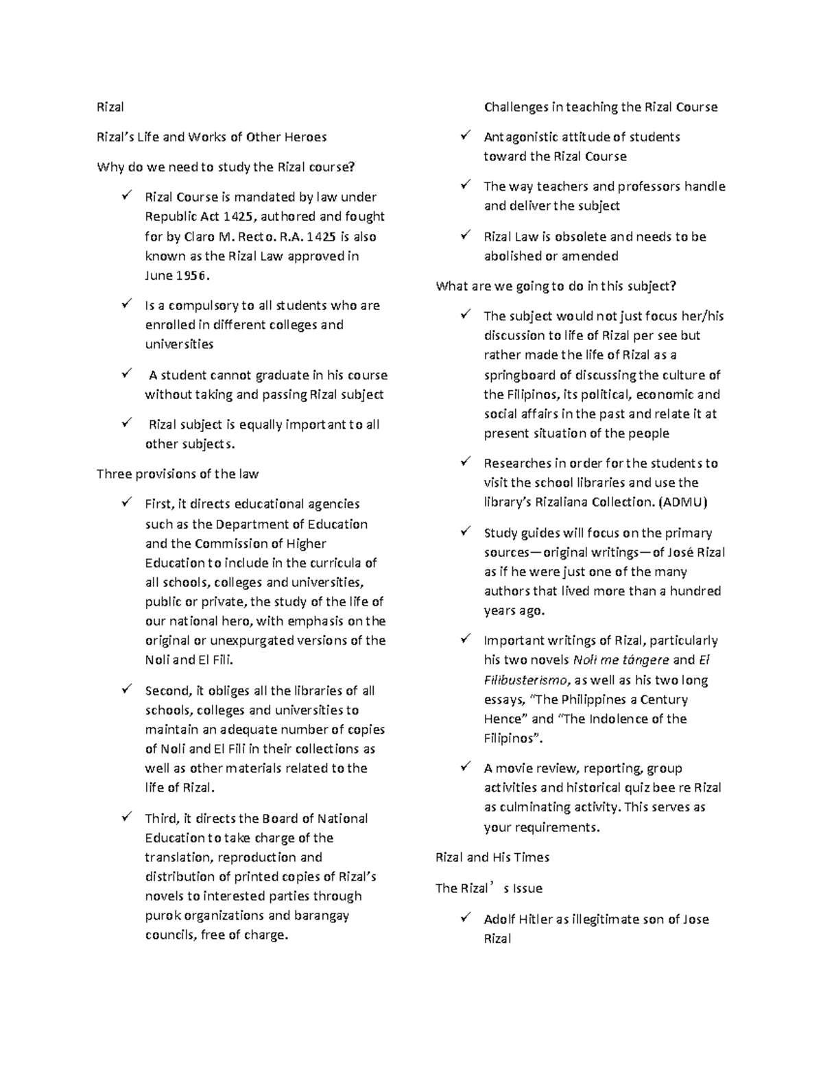 Lecture work and history of Jose Rizal. - Rizal Rizal’s Life and Works ...