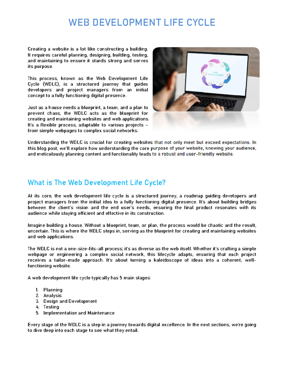 Web Development Life Cycle - WEB DEVELOPMENT LIFE CYCLE Creating a ...