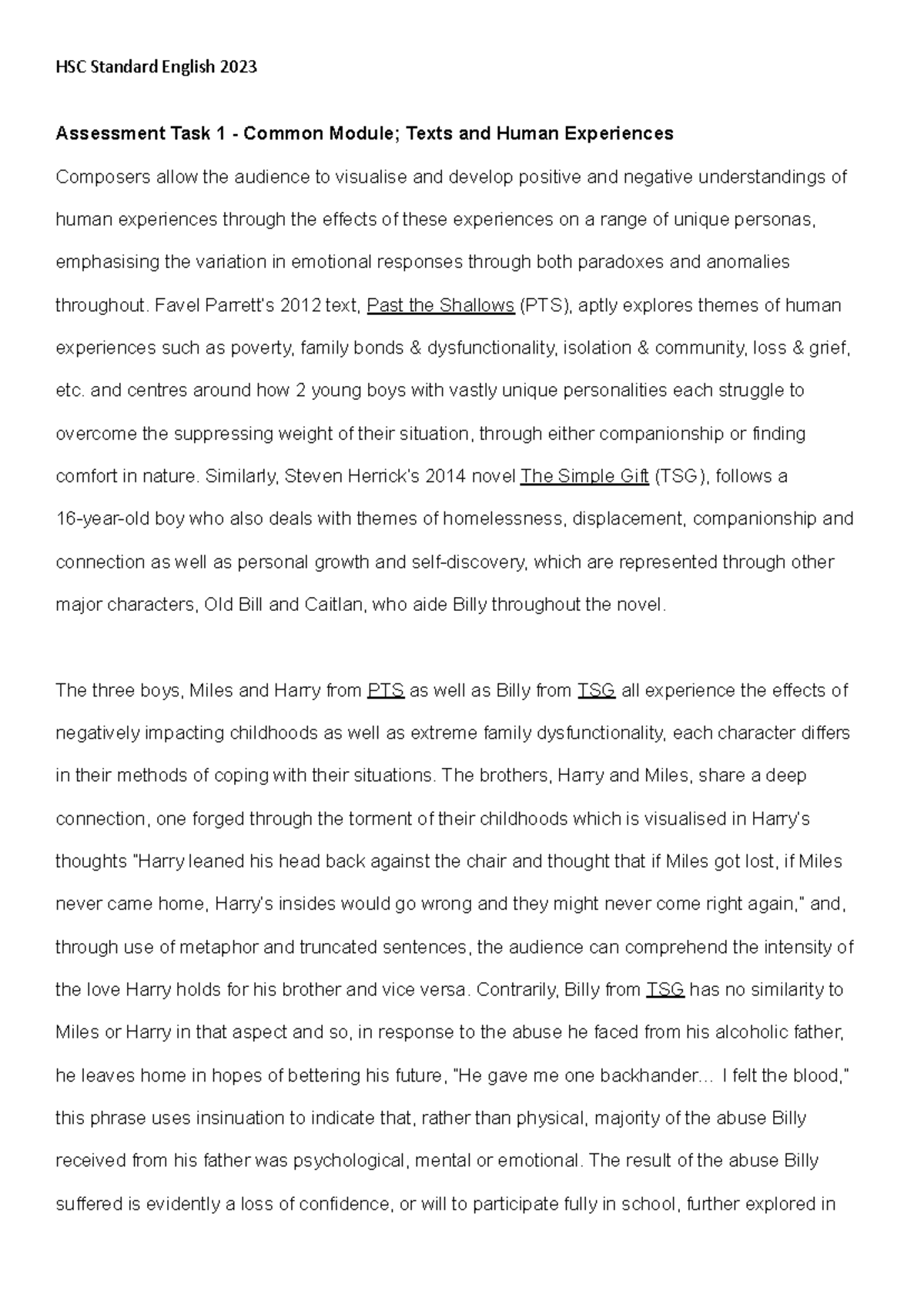 HSC Standard English 2023 2024 - HSC Standard English 2023 Assessment ...