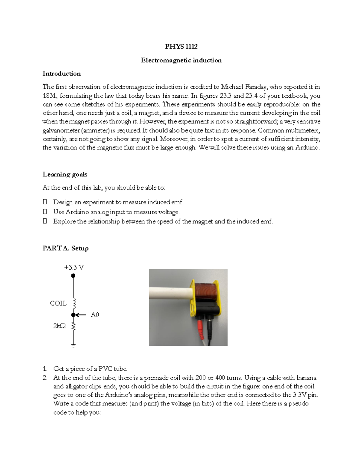 9. Lab-9 - N/A - PHYS 1112 Electromagnetic induction Introduction The first observation of - Studocu
