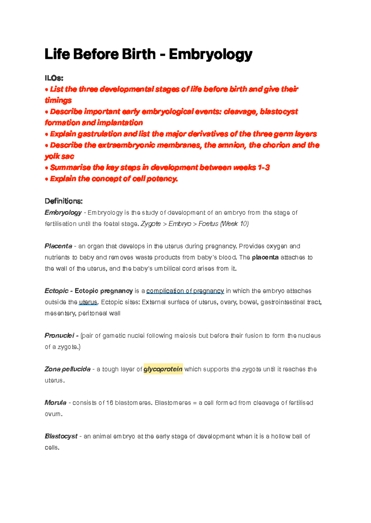 Life Before Birth - Embryology - L i fe B e fo re B i r t h - E m b r ...