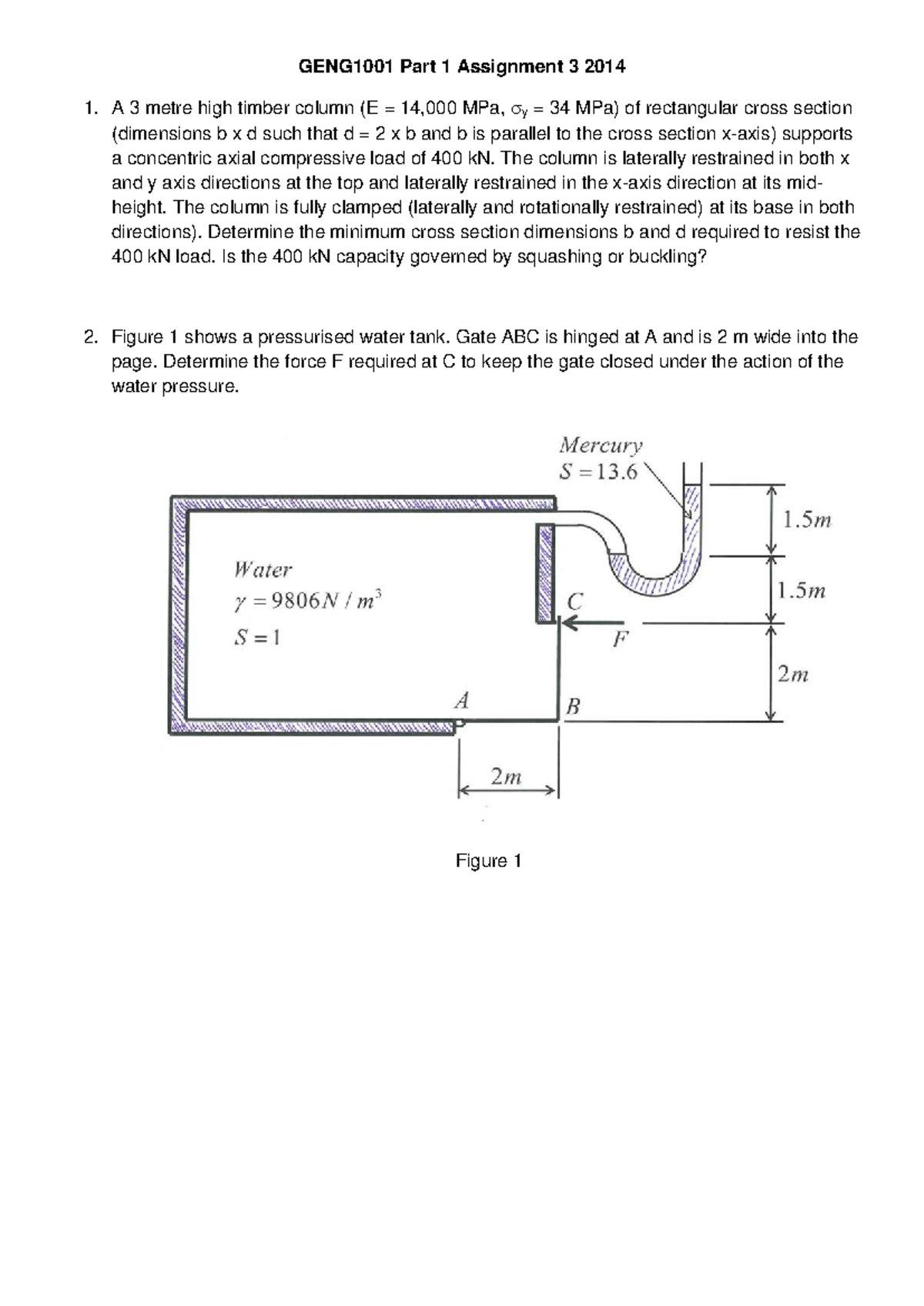 Column buckling example from 2014 A3, Q1 (Tutorial 8 - extra) - incl ...
