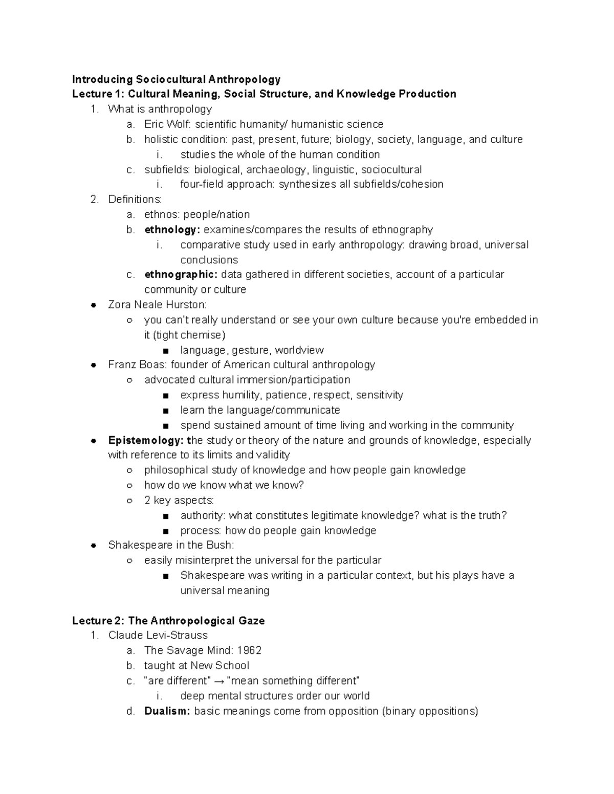 Anth Notes - Comprehensive study guide. - Introducing Sociocultural ...