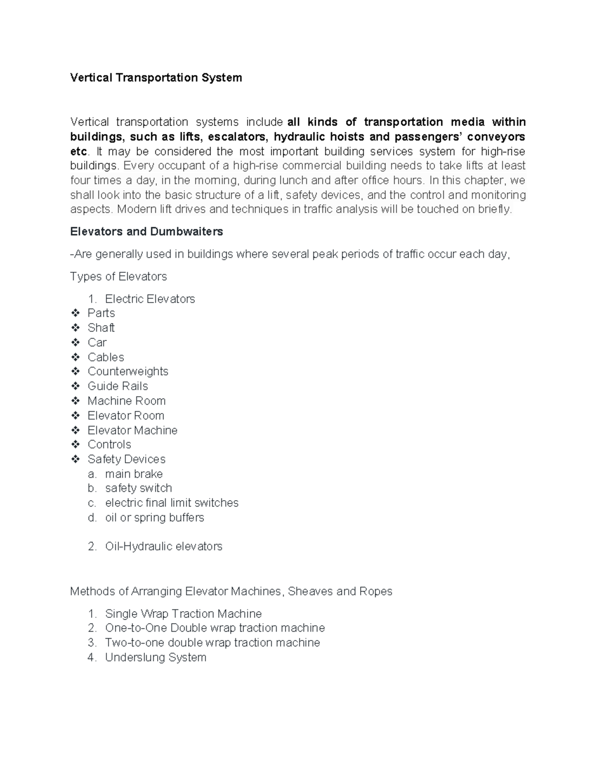 Vertical Transportation System - Vertical Transportation System ...