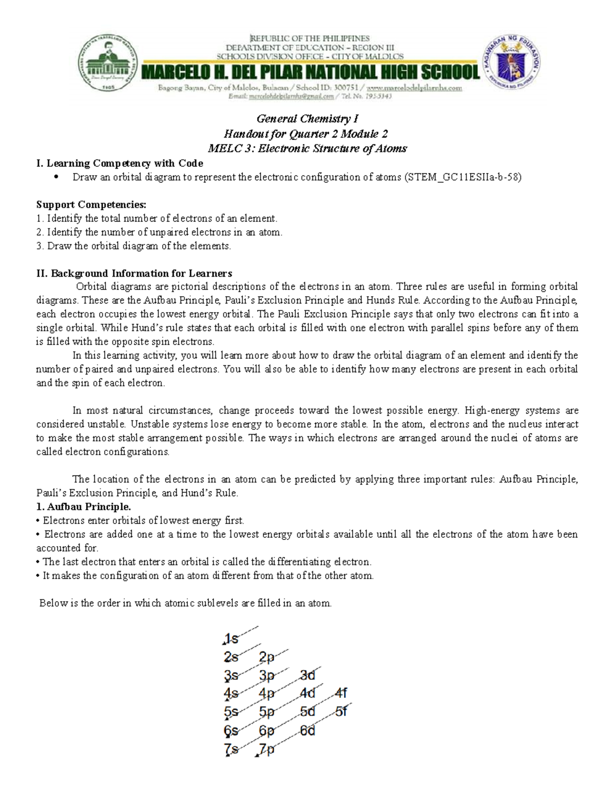 GEN - jjllllllllllll - +P General Chemistry I Handout for Quarter 2 ...