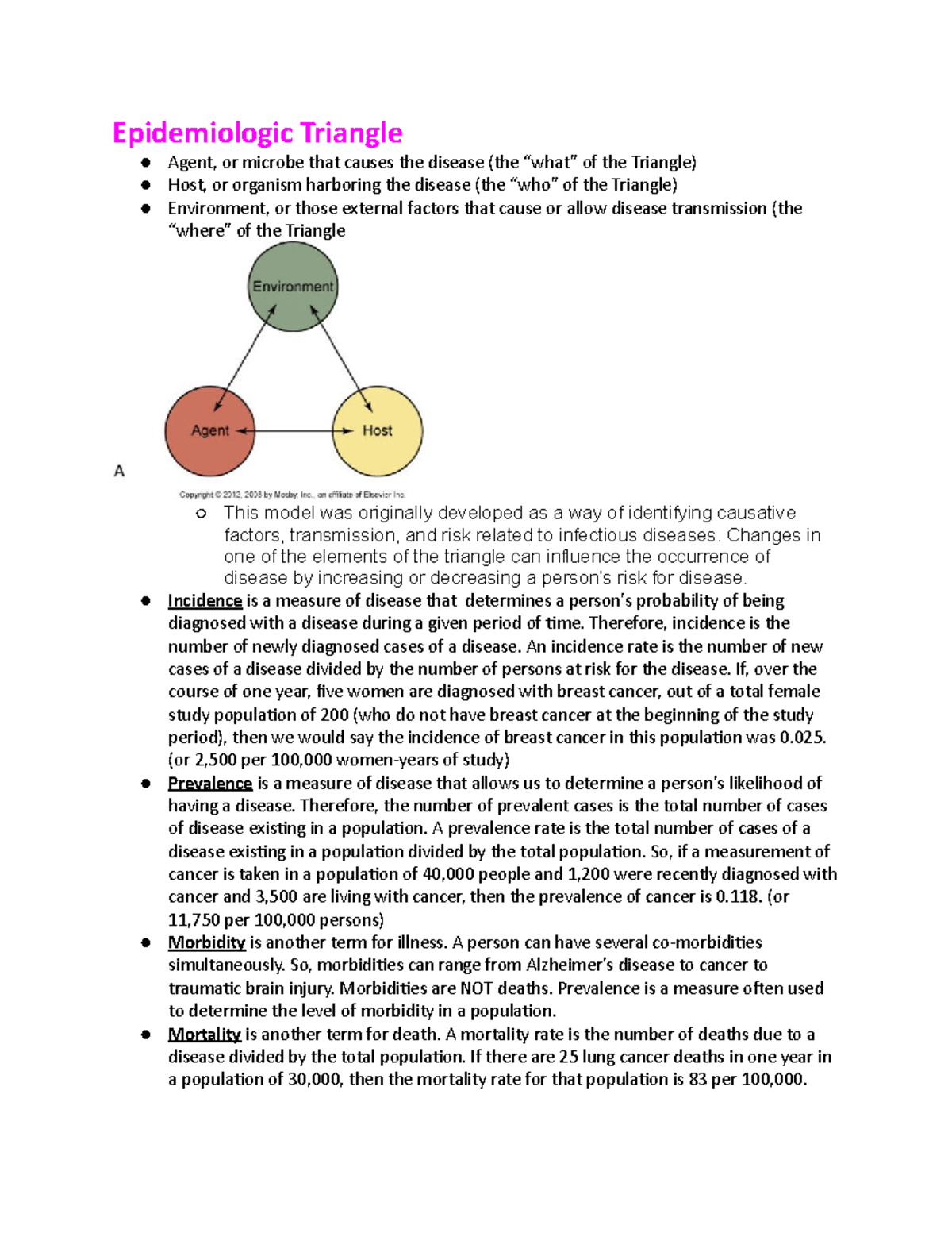 Epidemiologic Triangle - Changes in one of the elements of the triangle ...