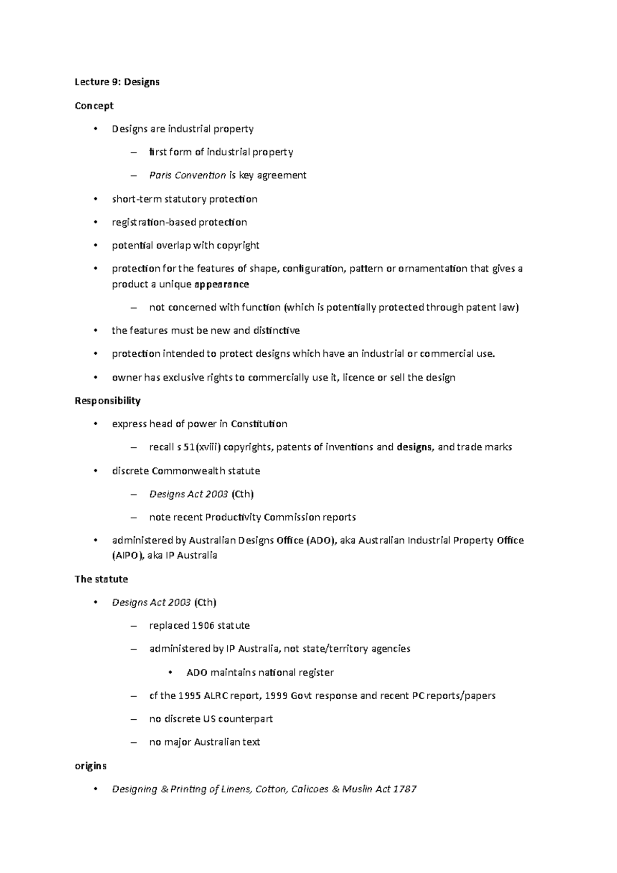 Design(Topic 10) - Lecture notes Week 10 - Lecture 9: Designs Concept ...