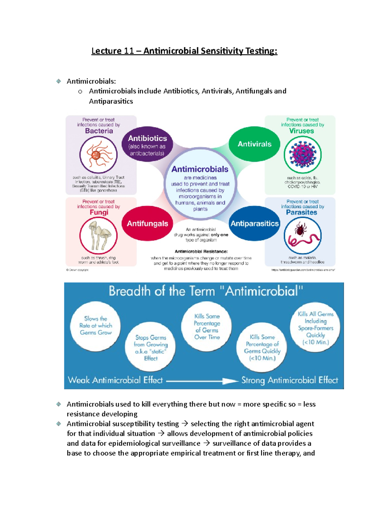 Lecture 11 – Antimicrobial Sensitivity Testing - Lecture 11 ...