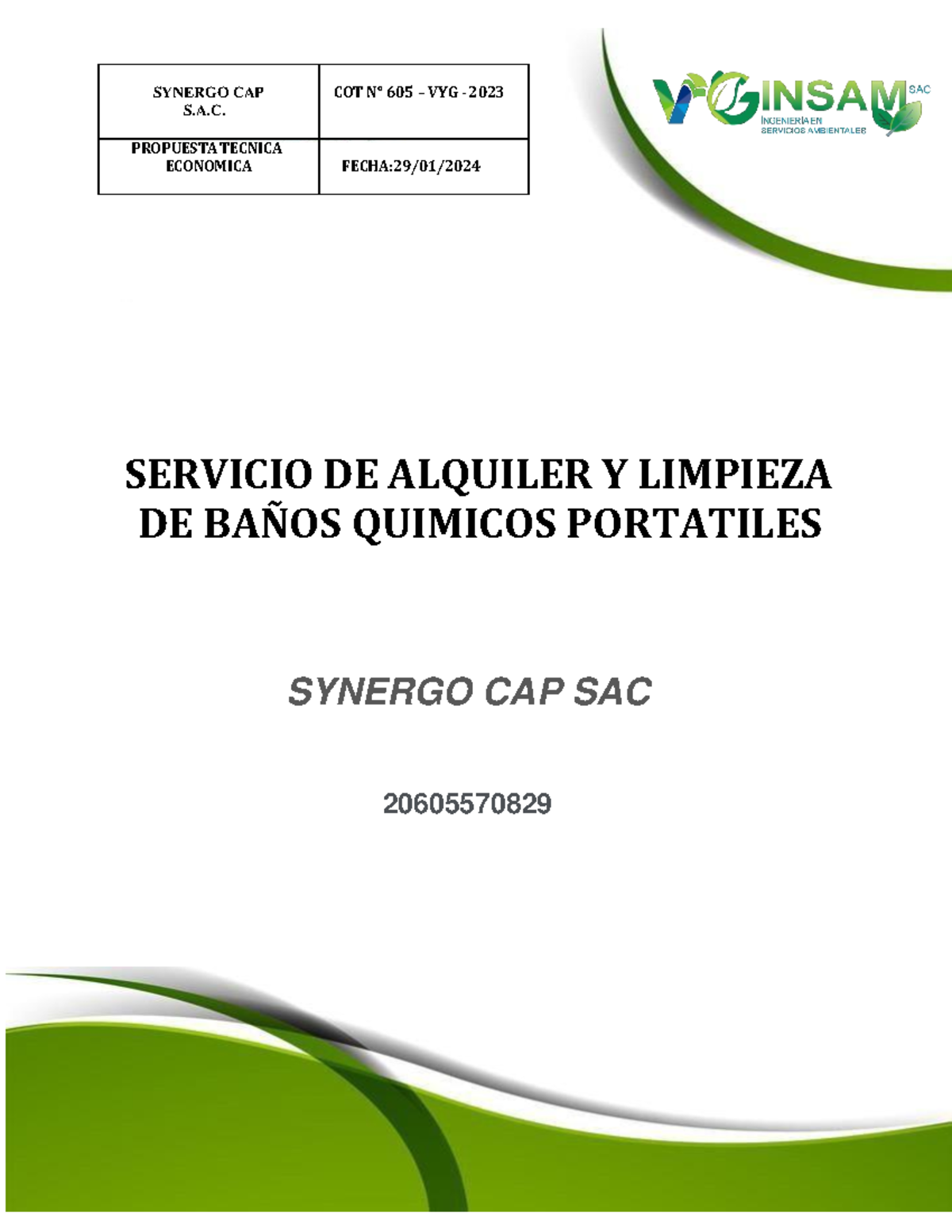 N° 605 COT Synergo CAP SAC - SYNERGO CAP S.A. COT N° 605 – VYG - 2023 ...