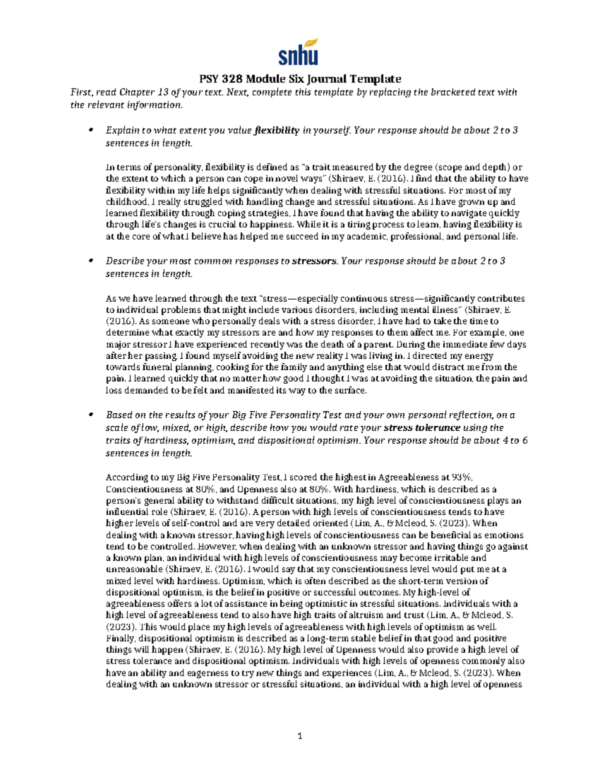 PSY 328 Module Six Journal Completed - PSY 328 Module Six Journal ...