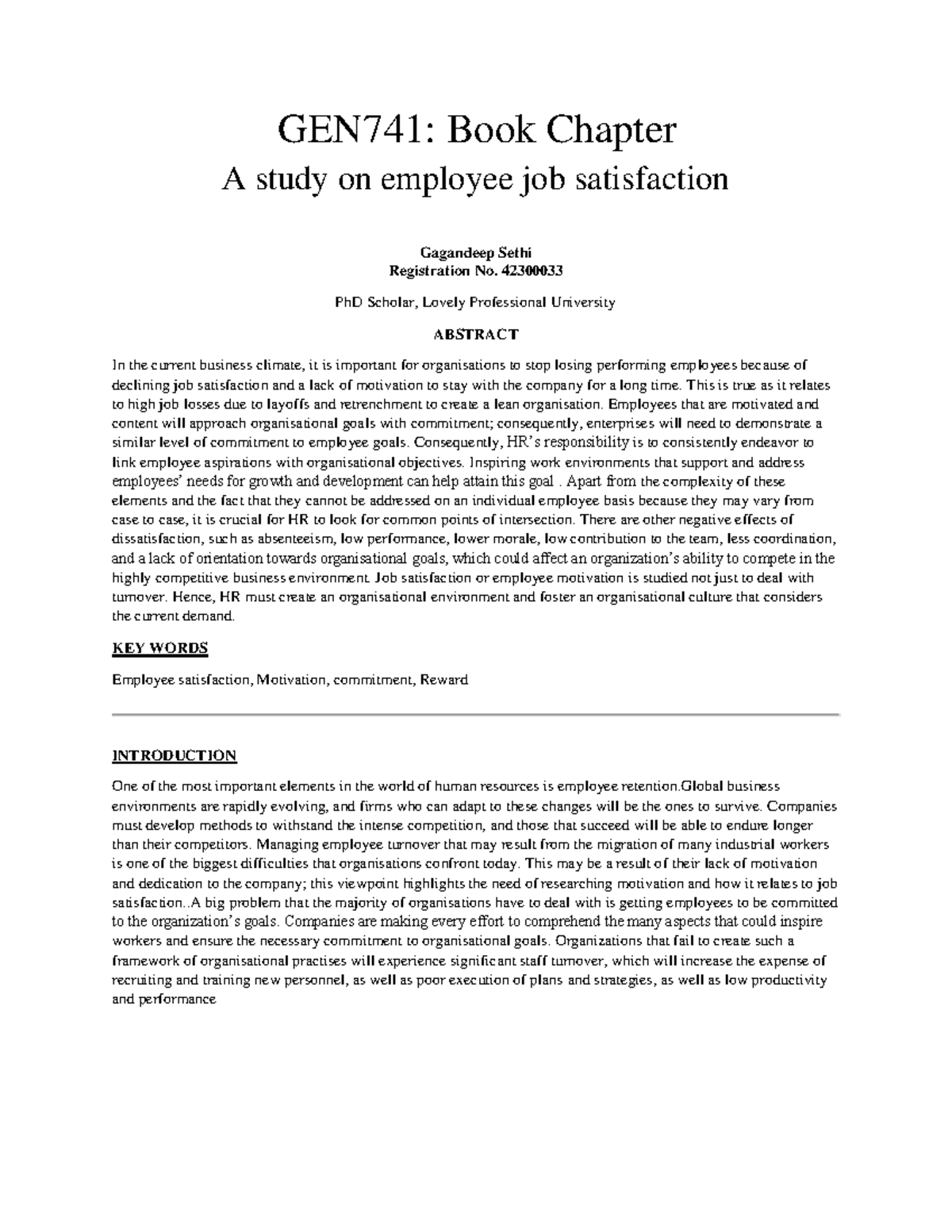 Book chapter 42300033 - GEN741: Book Chapter A study on employee job ...