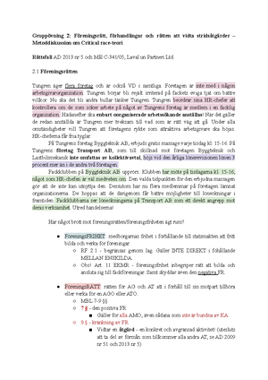 Gruppövningar arbetsrätt - 1. Gruppövning 1 - grunderna för ...