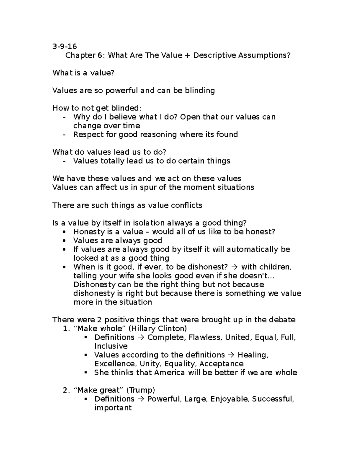 Chapter 6 - notes - 3-9- Chapter 6: What Are The Value + Descriptive ...