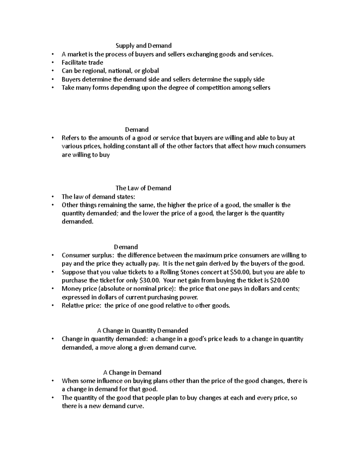 ECON 101 Supply and Demand - Supply and Demand A market is the process ...