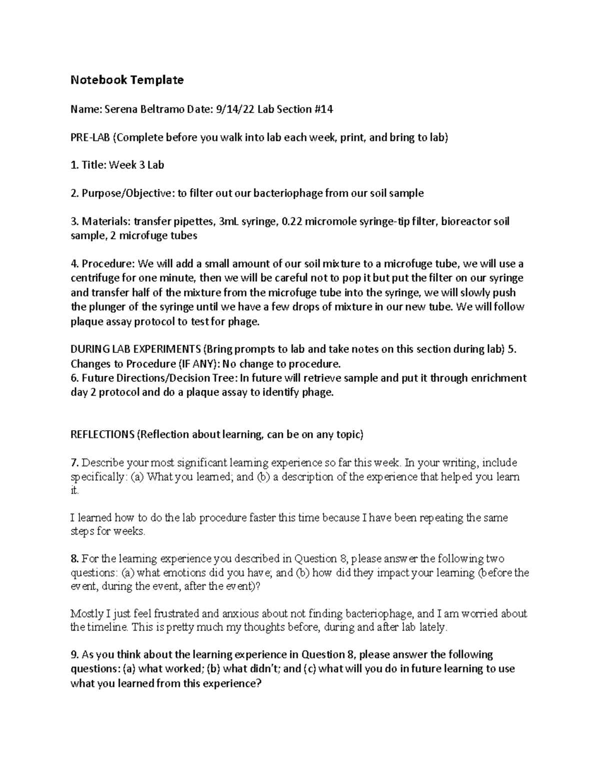 Postlab 6 bio - post-lab six for biology 107 fall 2022 semester class ...