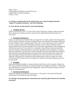 D005- Task 1 Lesson Plan - Special Education Lesson Plan Template General Information Student ...