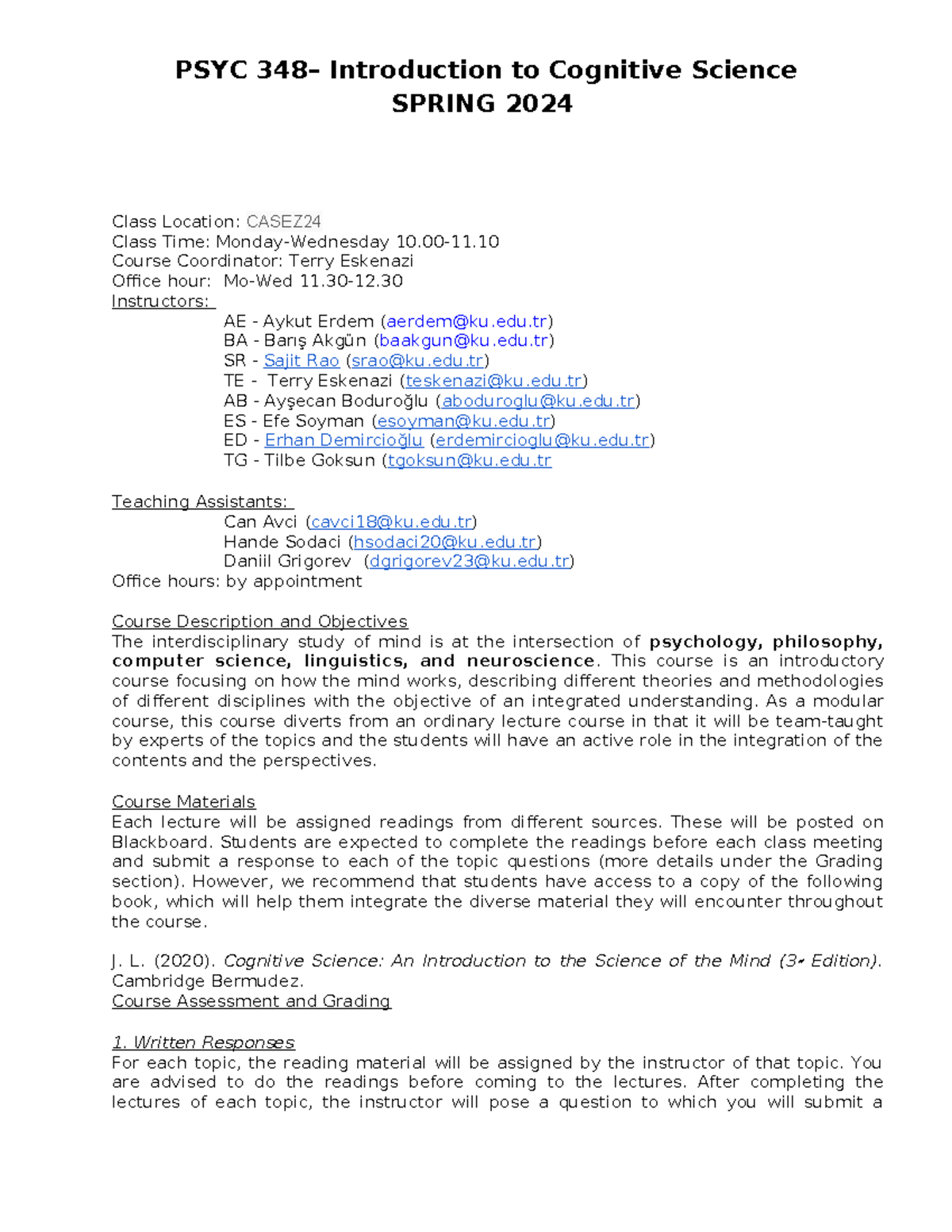 baharr2023- 2024 - SPRING 2024 Class Location: CASEZ Class Time: Monday ...