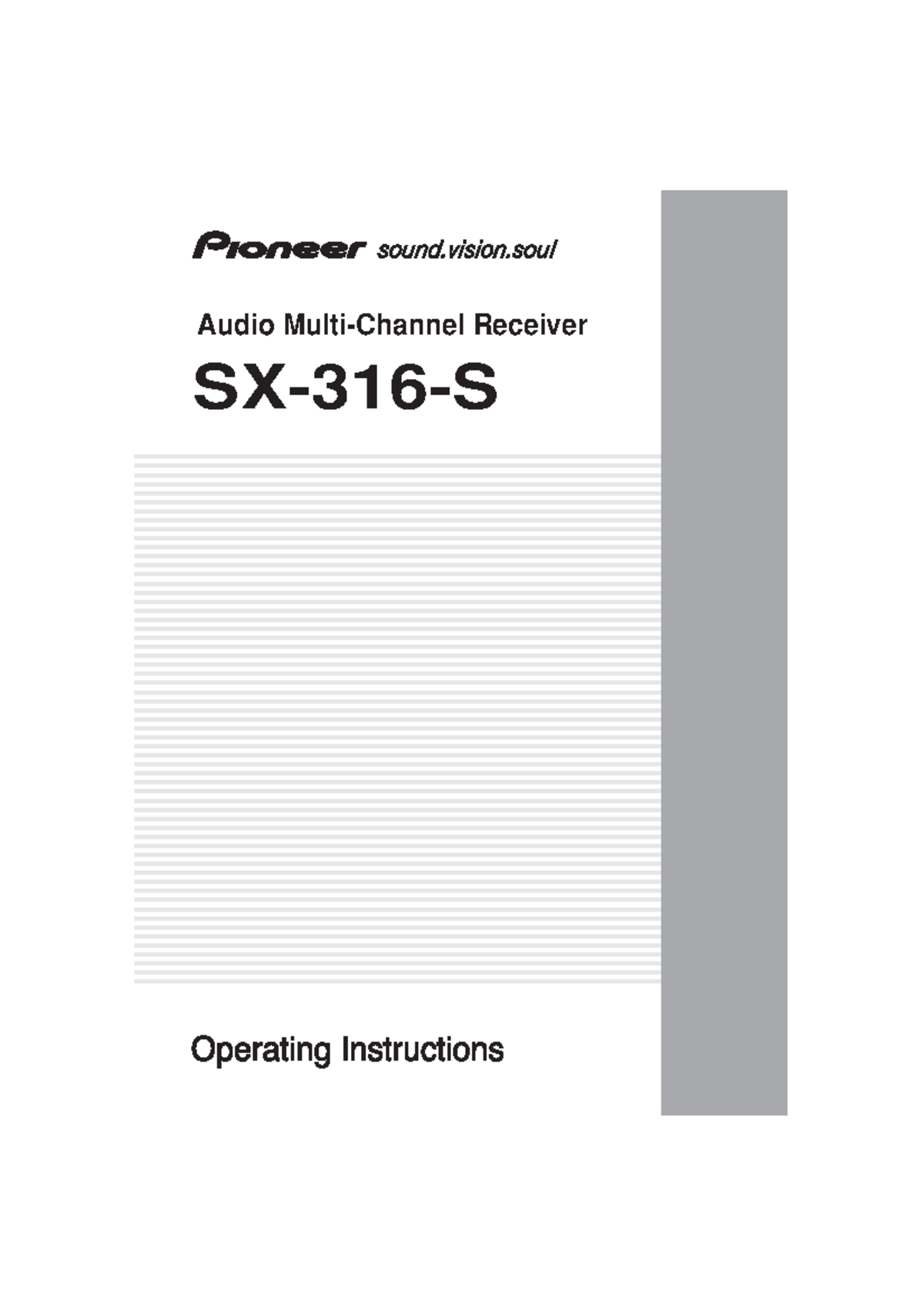 Sx316s manual - Electronics - SX-316-S Audio Multi-Channel Receiver The exclamation point within ...