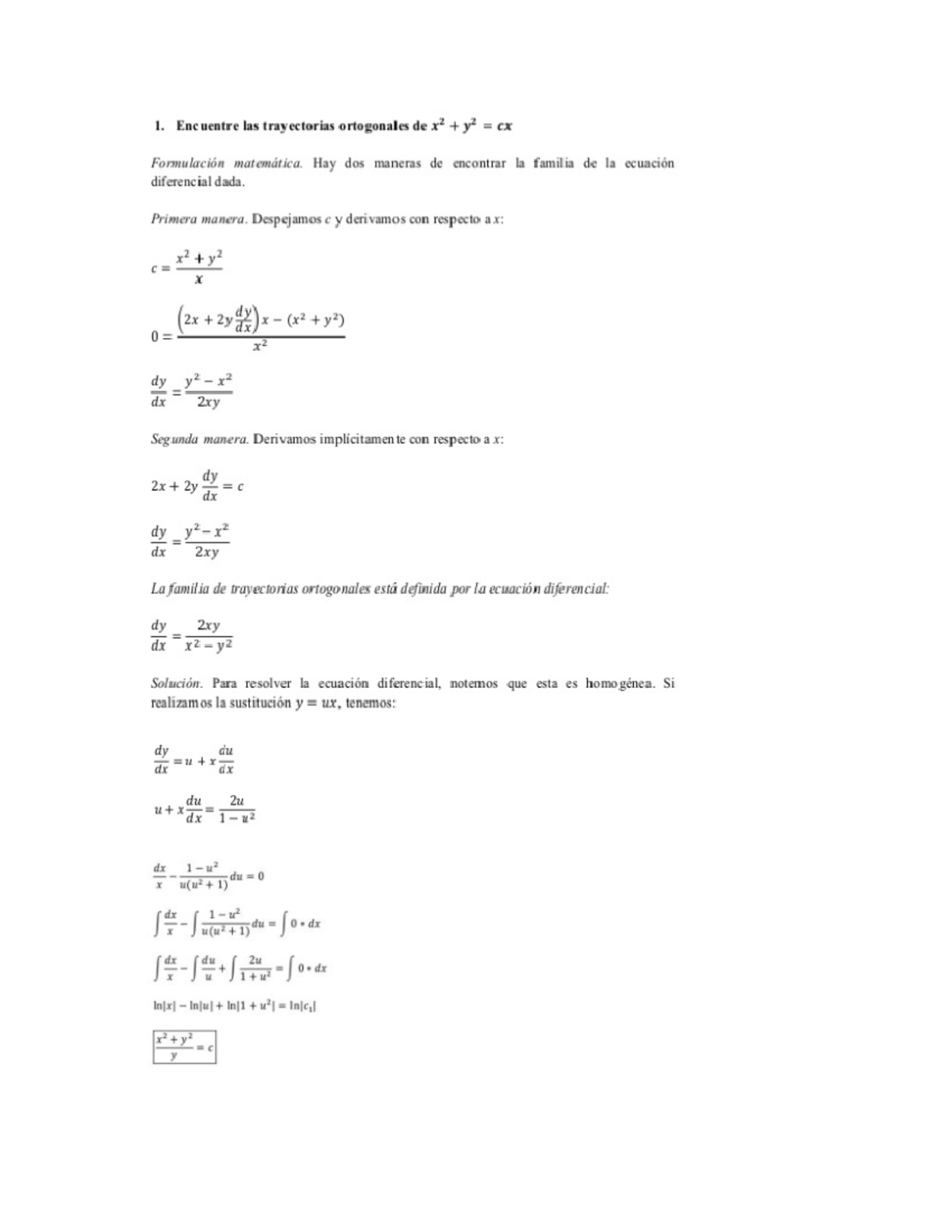 6 Trayectorias Ortogonales - Matemática Intermedia 2 - Studocu
