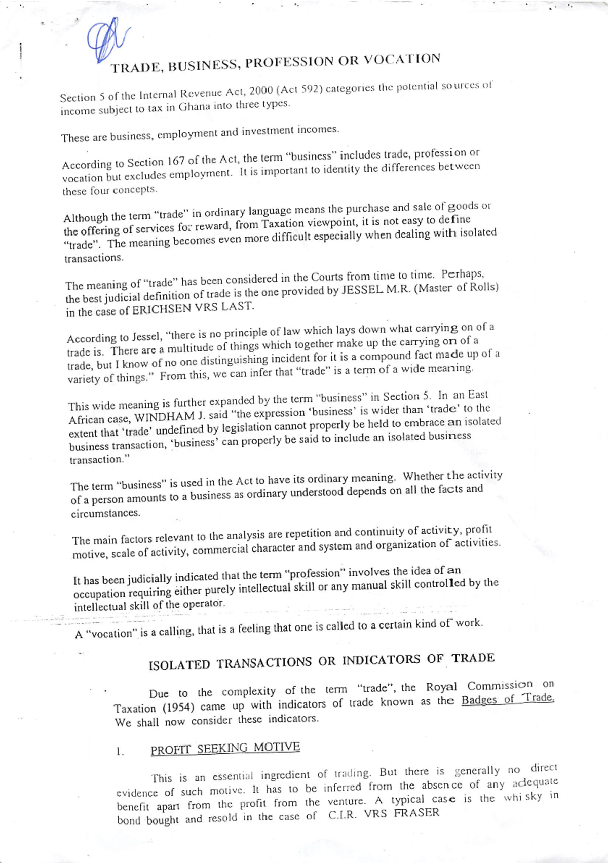 Trade, Business or Profession - Advanced Taxation - ICAG - Studocu