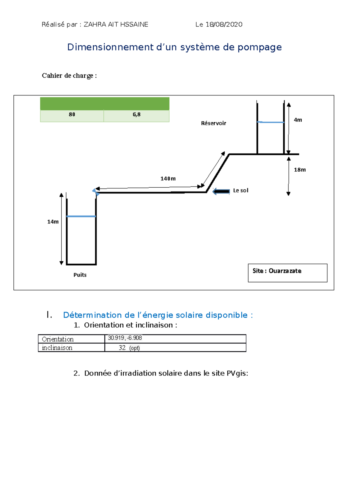 Dimensionnement d - Dimensionnement d’un système de pompage Cahier de ...