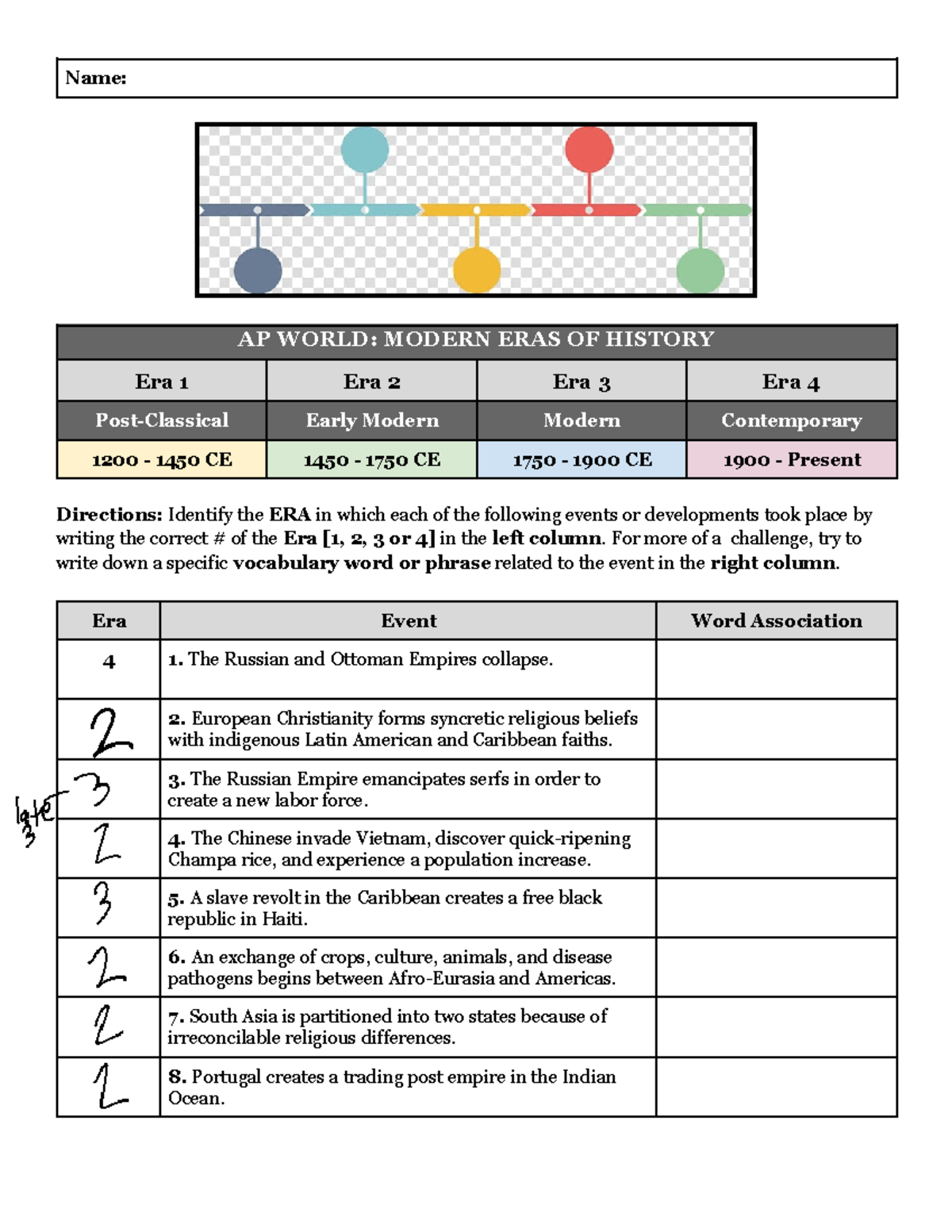 Diagnostics APWH done - Homework for unit 6 - Name: AP WORLD: MODERN ...