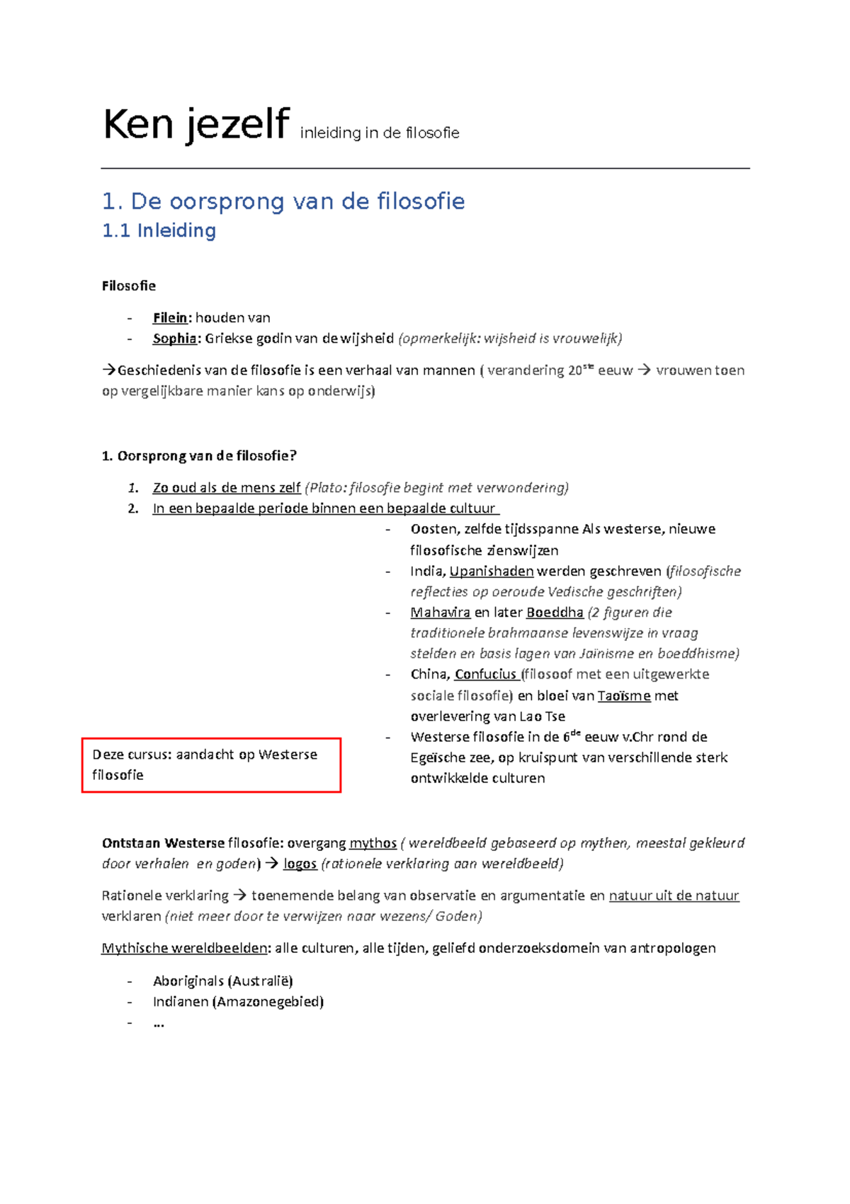 Ken jezelf inleiding in de filosofie - Filosofie - HoGent - Studocu
