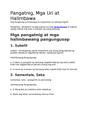 Pangatnig at mga Uri ng Pangatnig - Pangatnig, Mga Uri at Halimbawa Ang ...