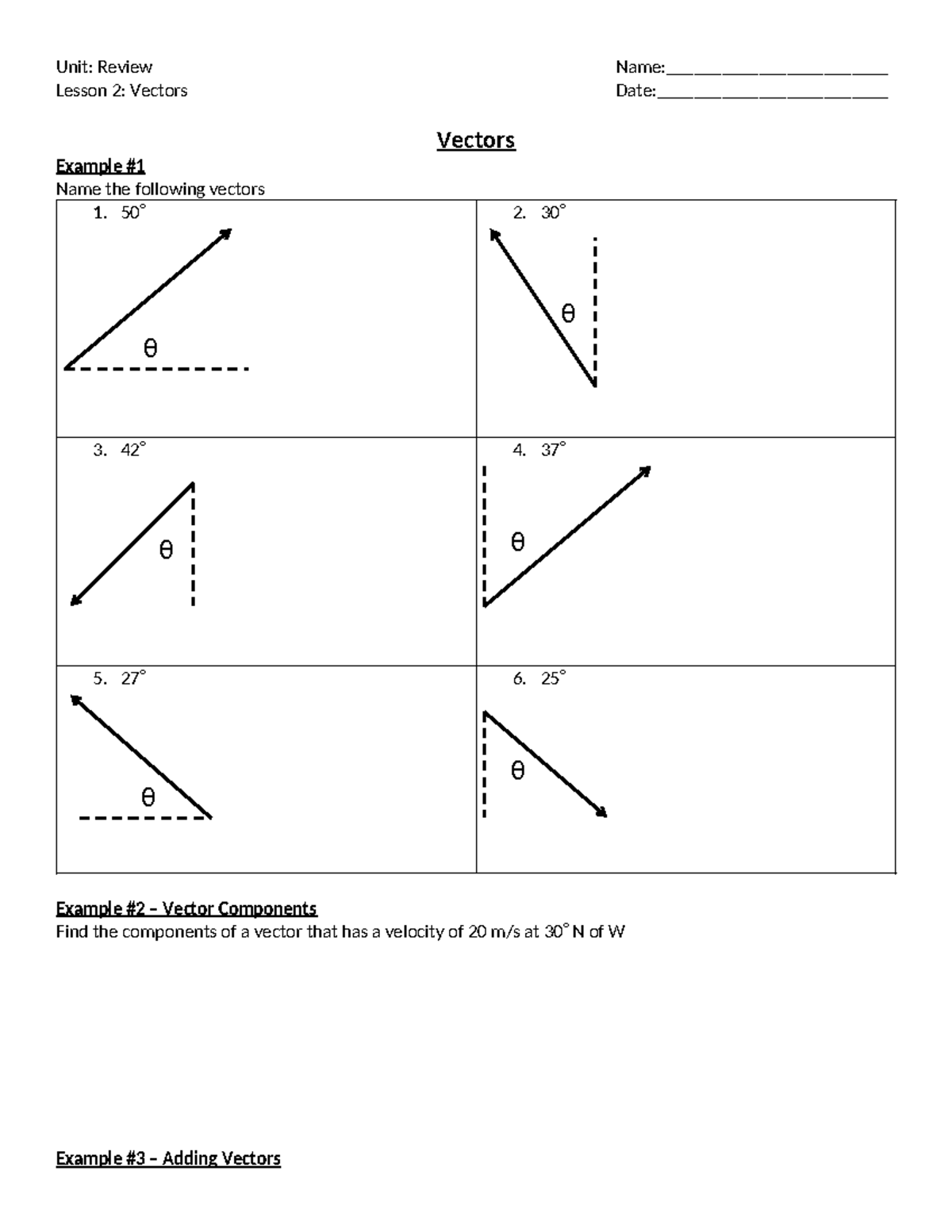 Vector Notes From ME - Lesson 2: Vectors Date ...