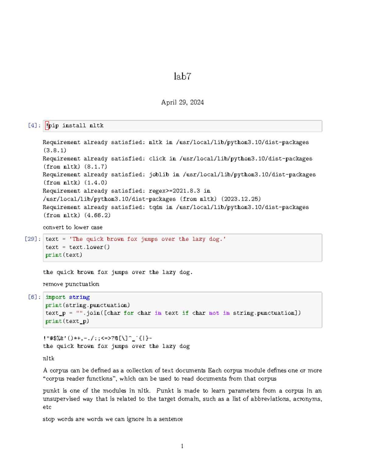 web technology lab 7 practical pdf - lab April 29, 2024 [4]: !pip install nltk Requirement ...