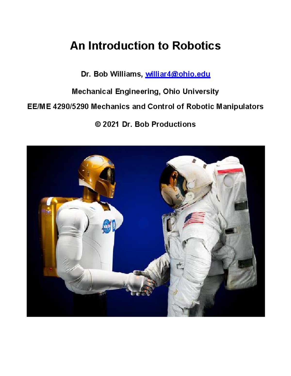 Intro Rob - Robotics Note - An Introduction to Robotics Dr. Bob ...
