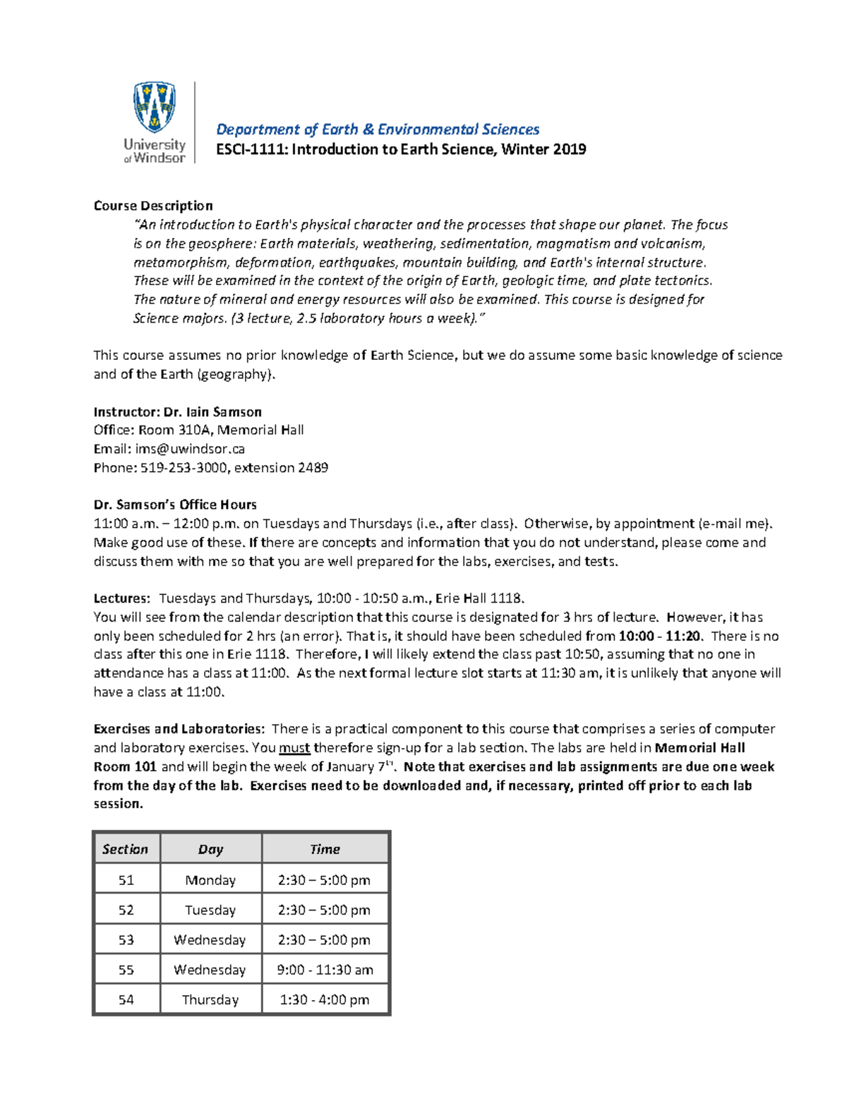 Earth Science - Department of Earth & Environmental Sciences - Studocu