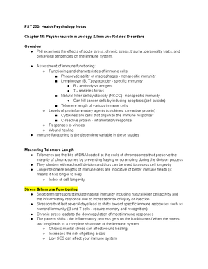 PSY 250 Health Psychology Notes Chapter 1 - PSY 250 - Studocu