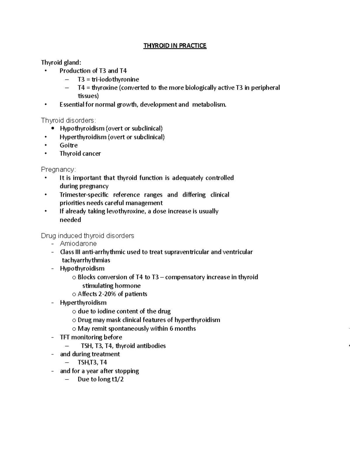Thyroid IN Practice - Lecture notes 1 - PHA332 - Sunderland - Studocu