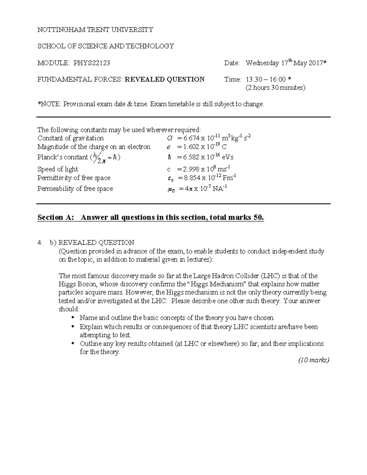 Exam 17 May 2017, questions - NOTTINGHAM TRENT UNIVERSITY SCHOOL OF ...