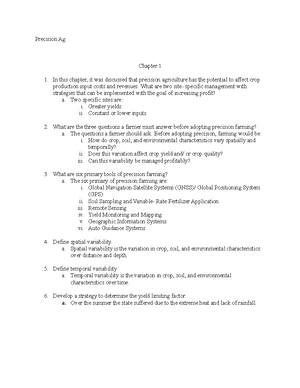 Chapter 6 - Precision Ag Course work - Chapter 6 HW 10/5/ 1. How might ...