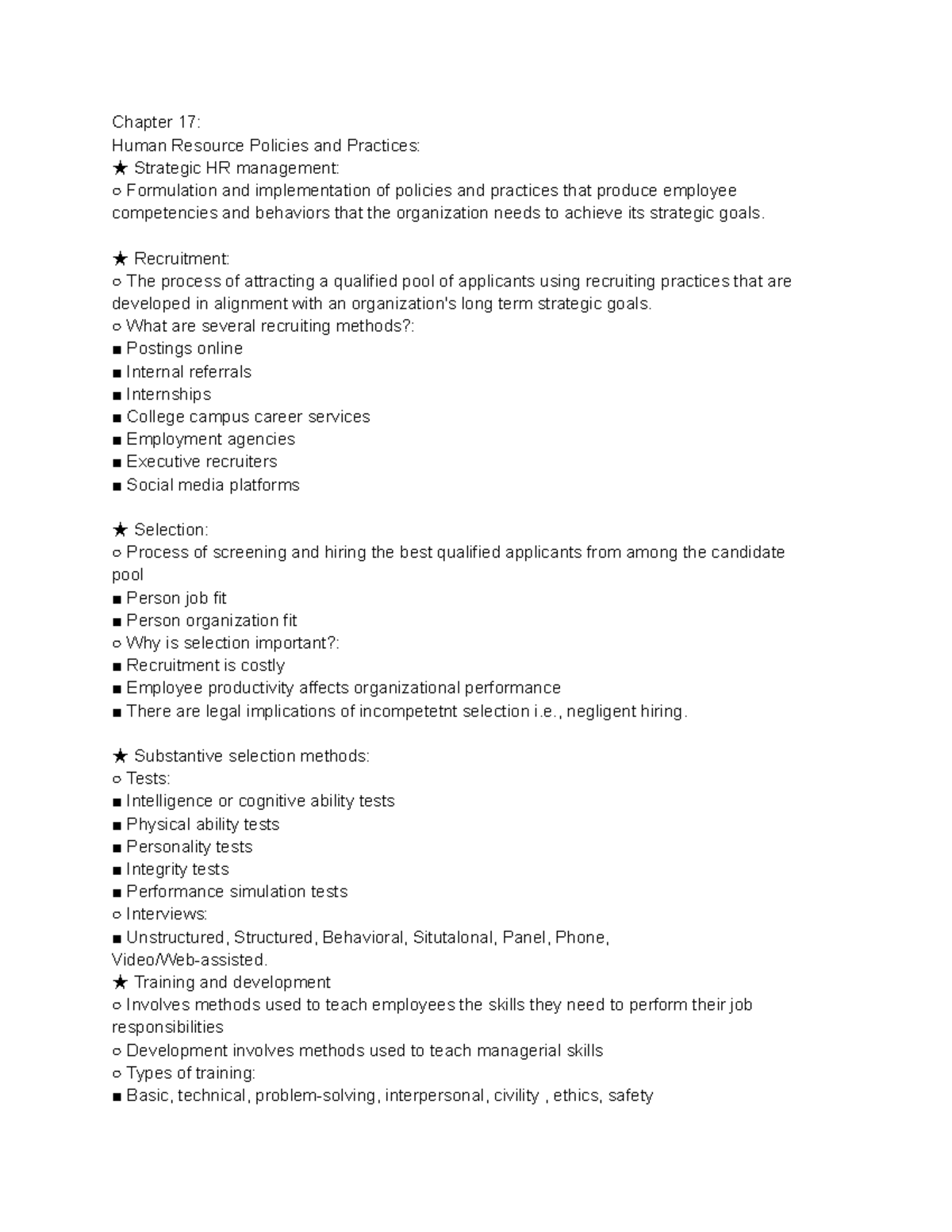 Chapter 17 - Chapter 17: Human Resource Policies and Practices ...