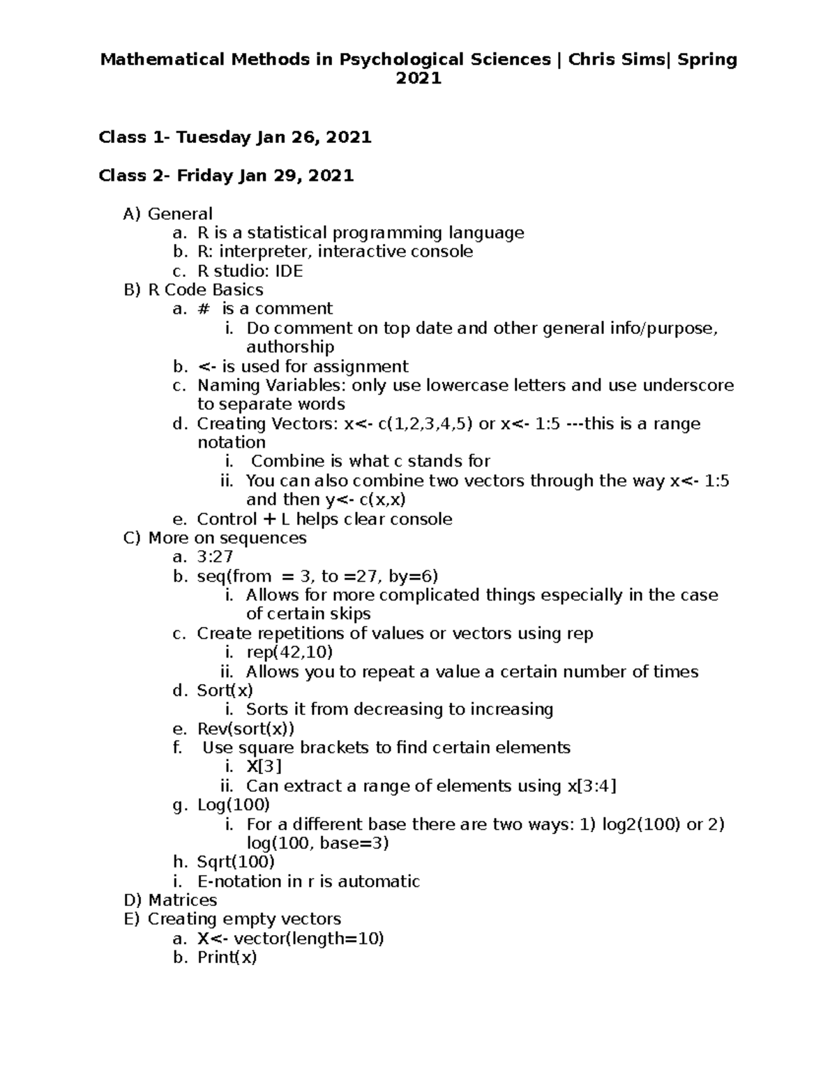 Math Methods Class Notes - Mathematical Methods in Psychological ...