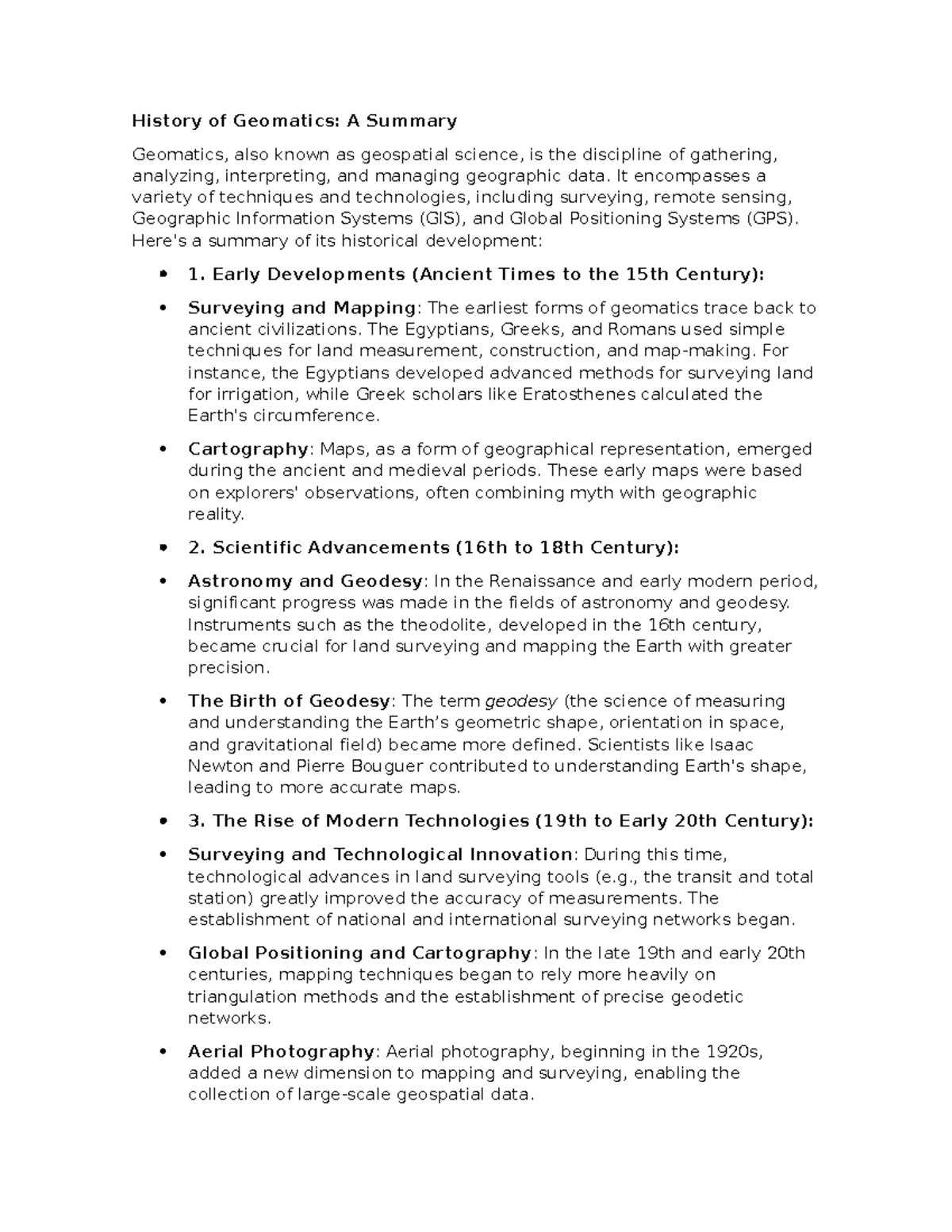 History of Geomatics - Geomatic - History of Geomatics: A Summary ...