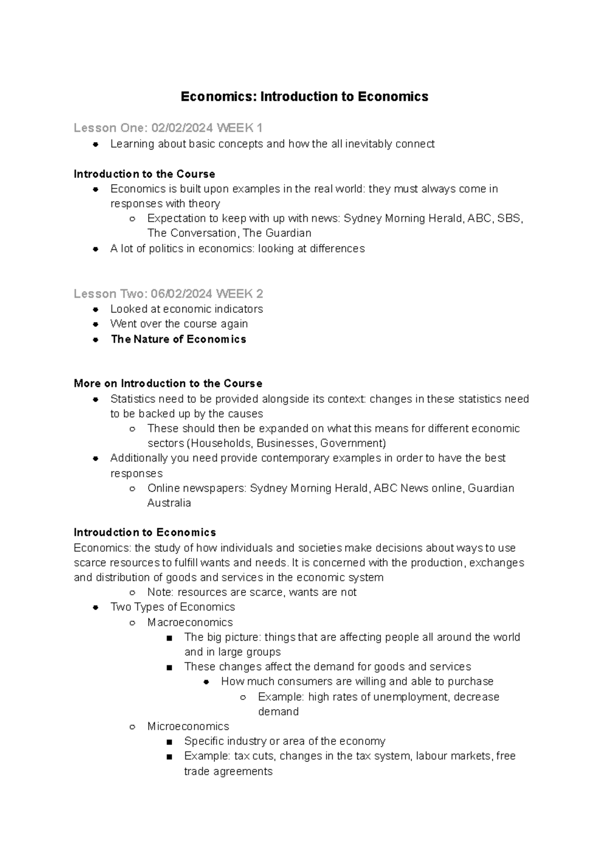 Economics Introduction to Economics - Economics: Introduction to ...