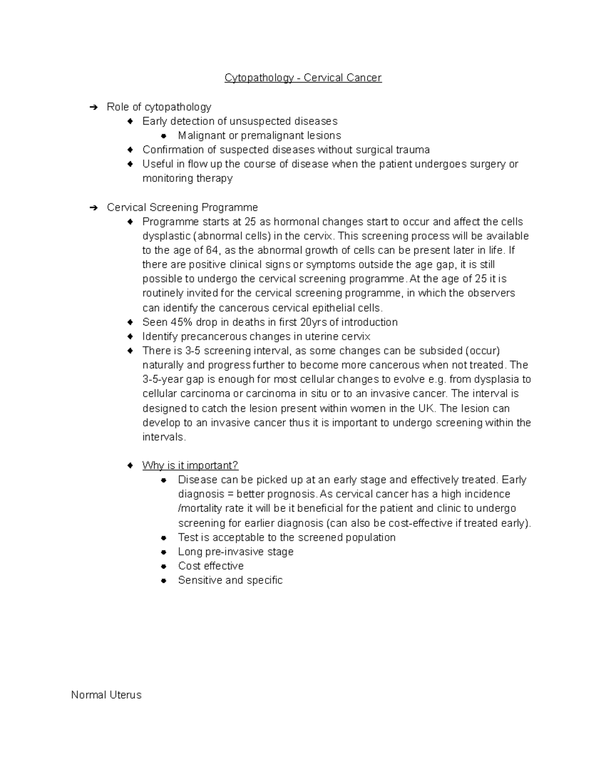 Cervical cancer - Lecture notes ALL - Cytopathology - Cervical Cancer ...