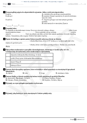 Sprawdziany z historii klasa 5 nowa era - Historia - - Studocu
