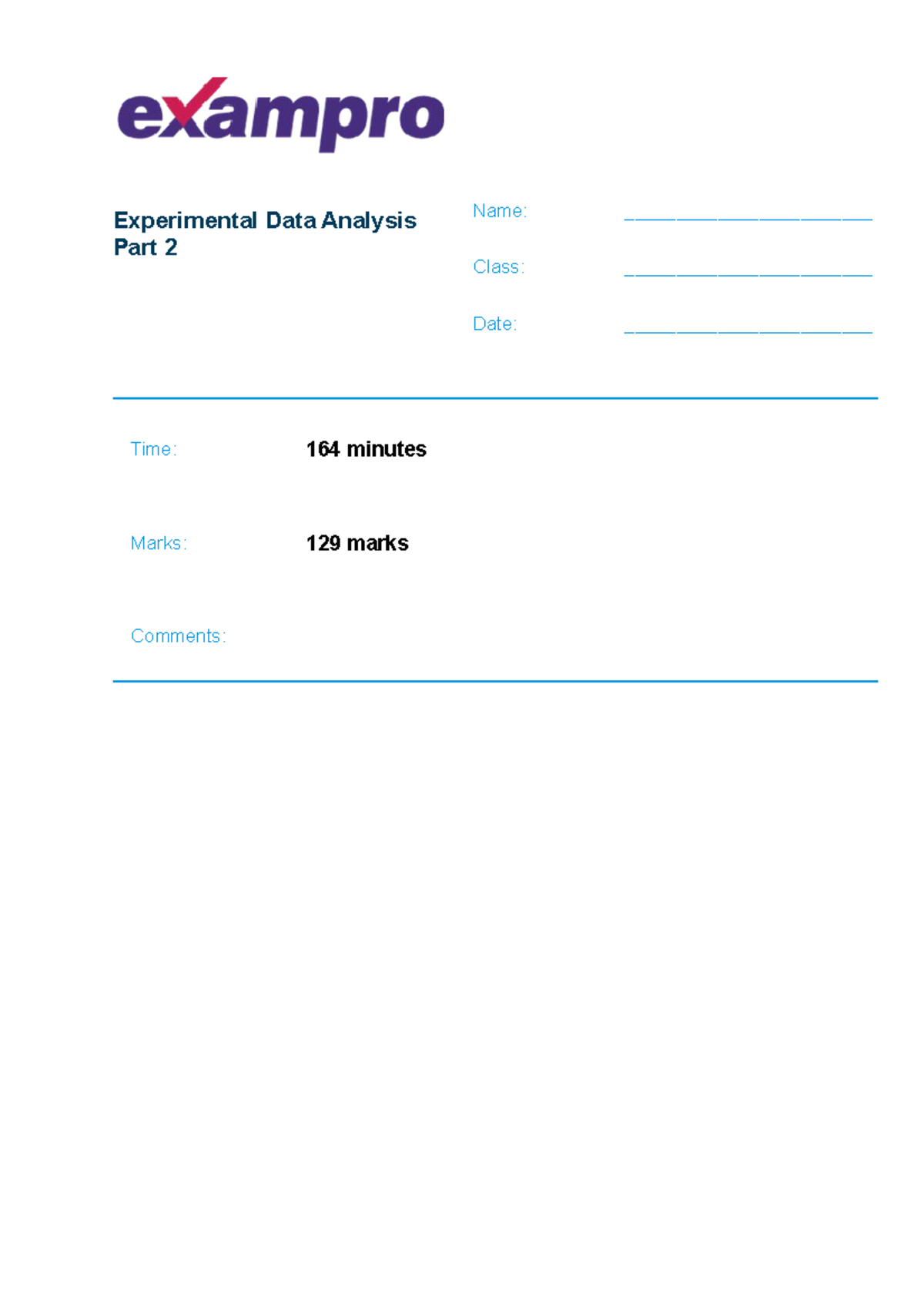 Experimental Data Analysis Part 2 exam pro qs - Experimental Data ...