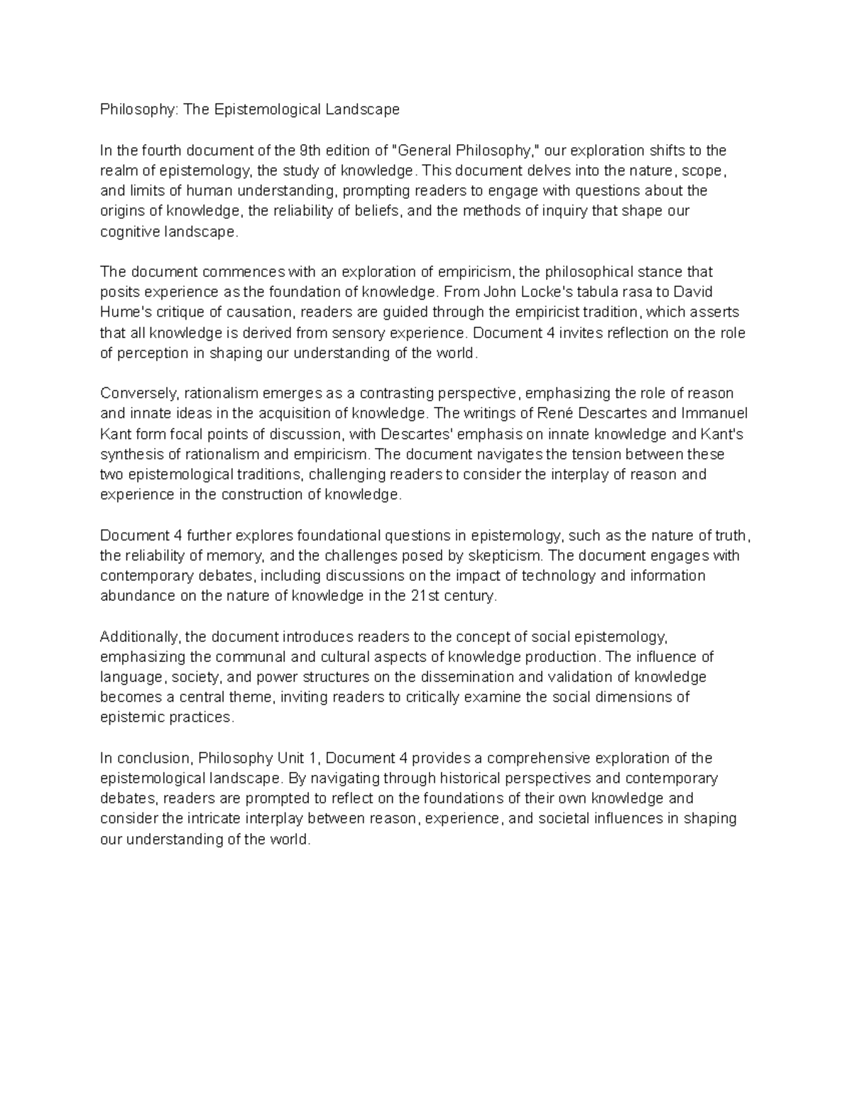 Philosophy 1-4 - Unit 1-4 Answers/Notes - Philosophy: The ...