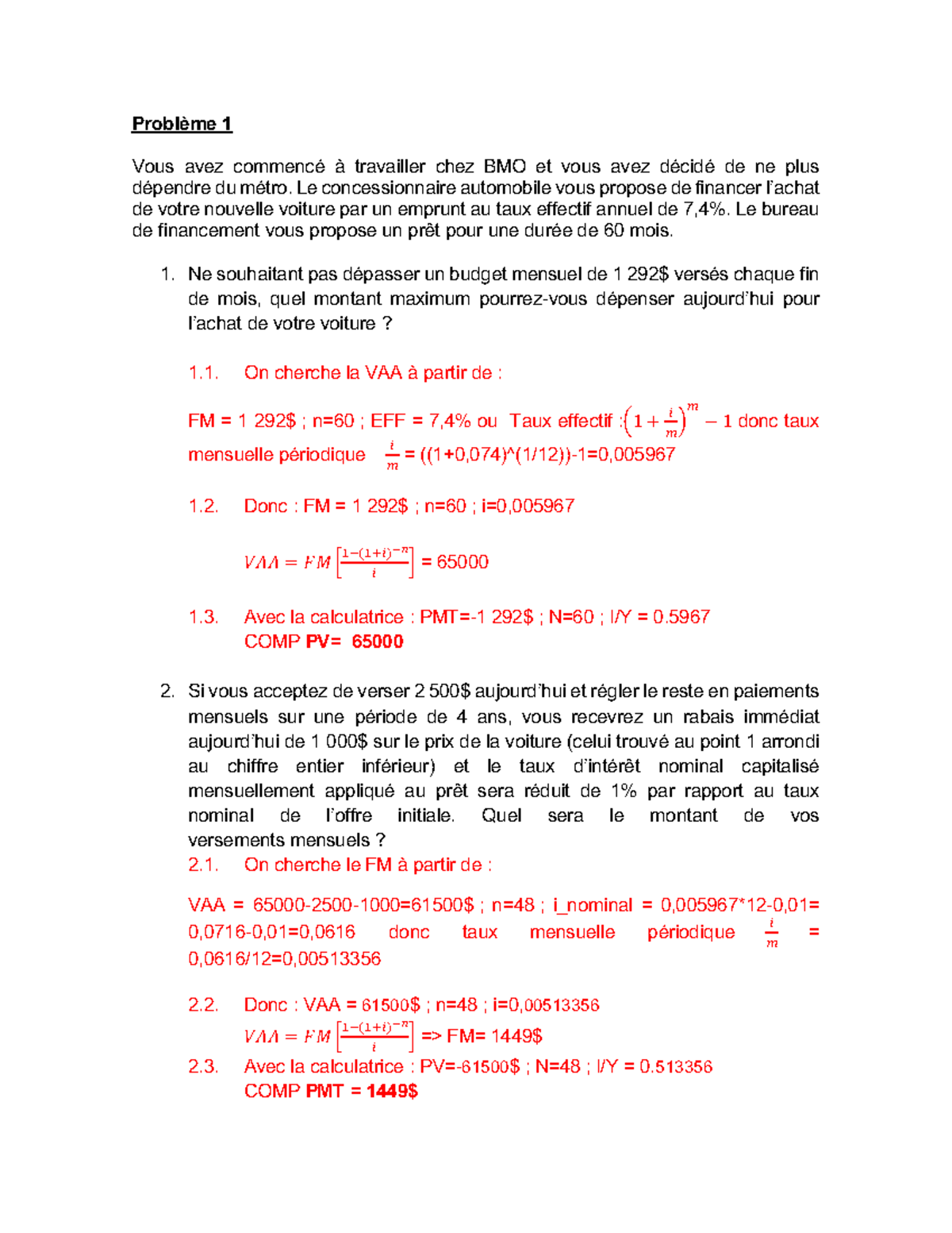 TP1 FIN3500 H 2020 solutions - Warning: TT: undefined function: 32 Problème 1 Vous avez commencé ...