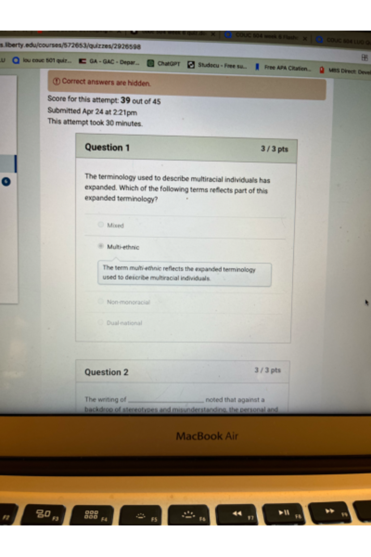 Couc 504 quiz 6 - COUC 504 - Studocu