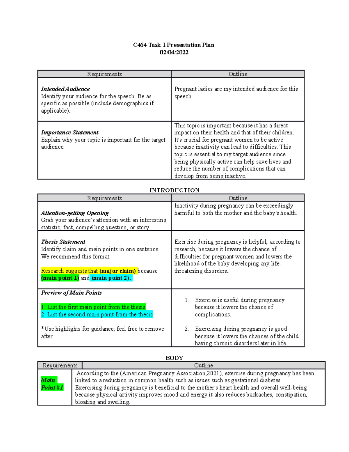 intro to communication Presentation Plan - C464 Task 1 Presentation ...