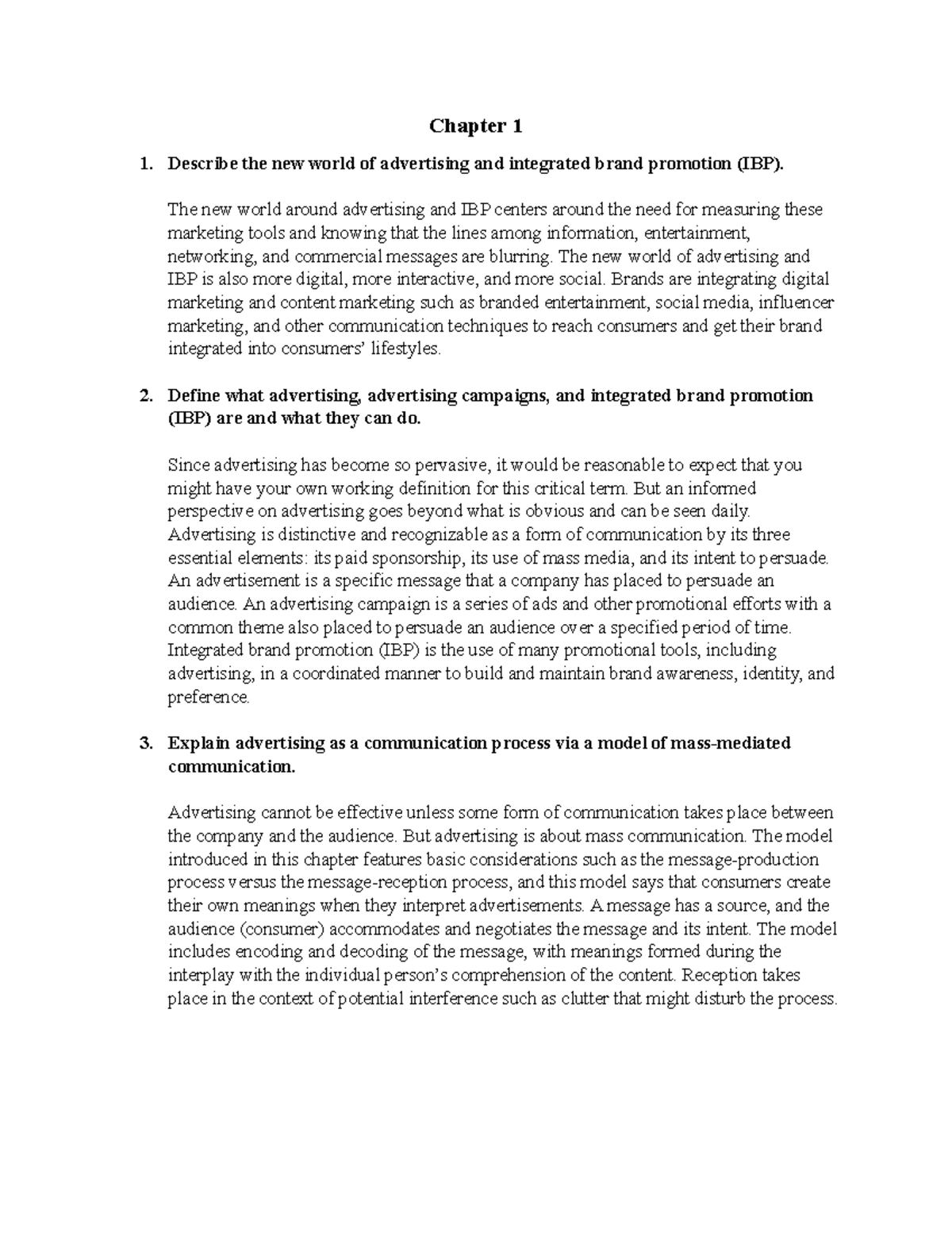 Midterm Chapters - Chapter 1 Describe the new world of advertising and integrated brand ...