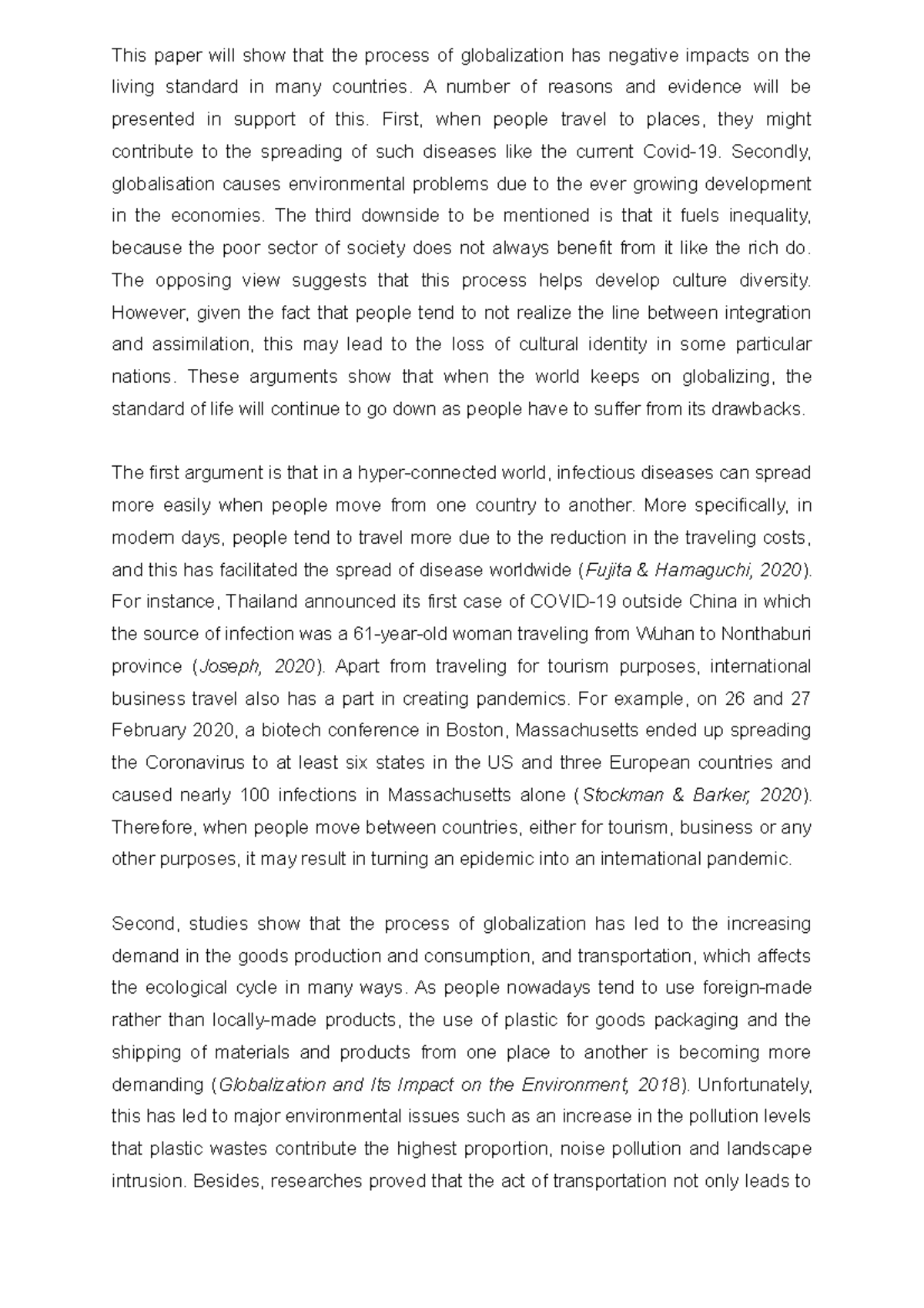 Final Essay - This paper will show that the process of globalization ...